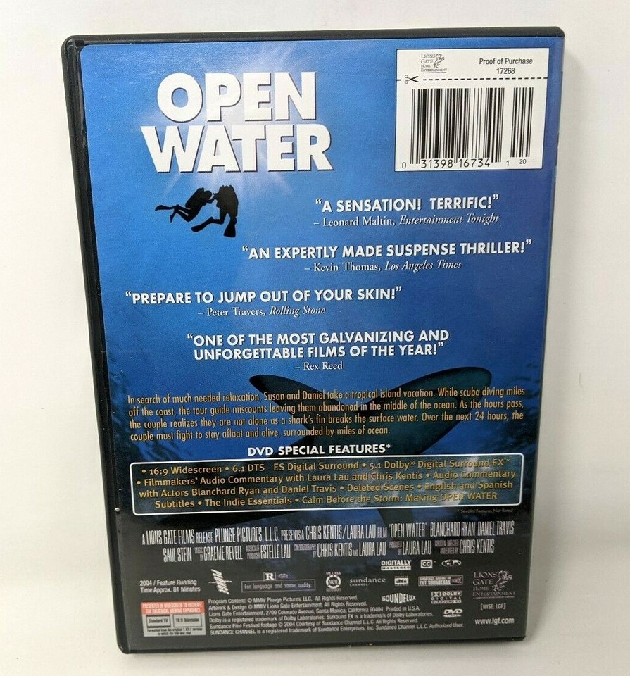 Open Water (DVD, 2004, Widescreen) Blanchard Ryan Daniel Travis FP20 | eBay