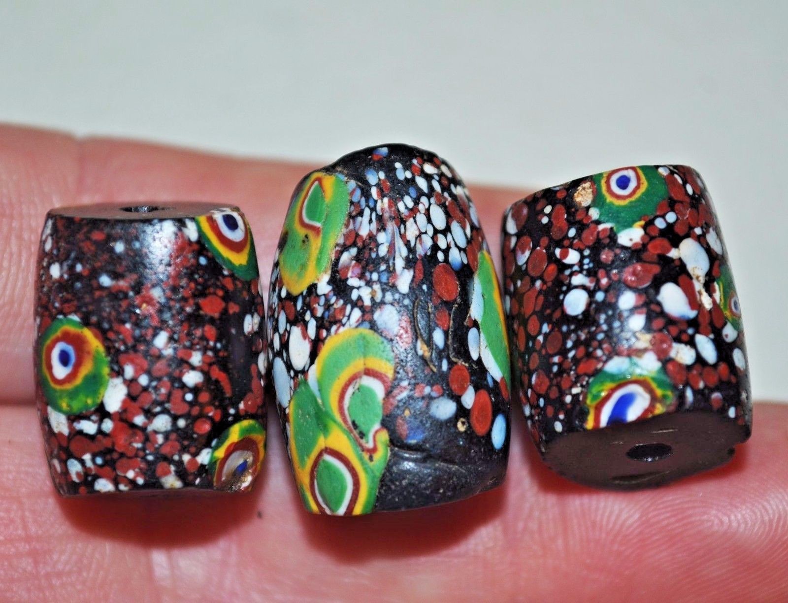 Antique Venetian Beads W Crumb Decoration Cane Inserts End Of Day ...