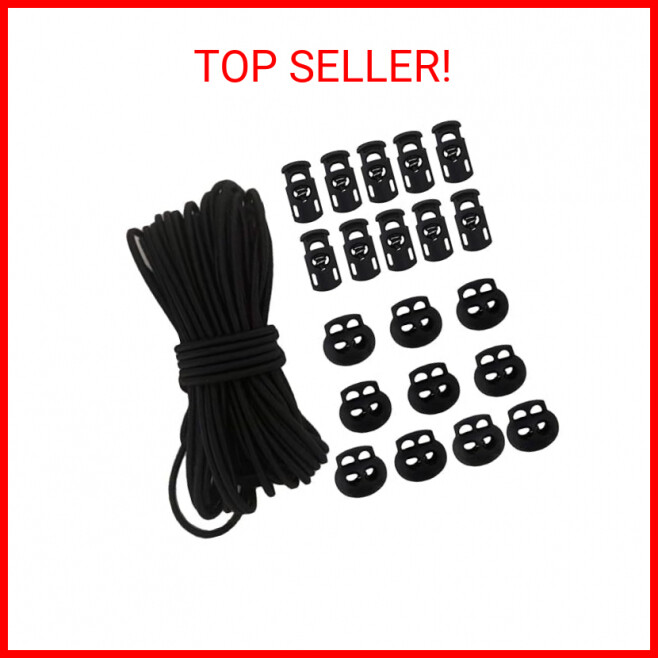 20pcs Plastic Cord Locks with 1/8-Inch 50ft Elastic Cord Heavy Stretch ...