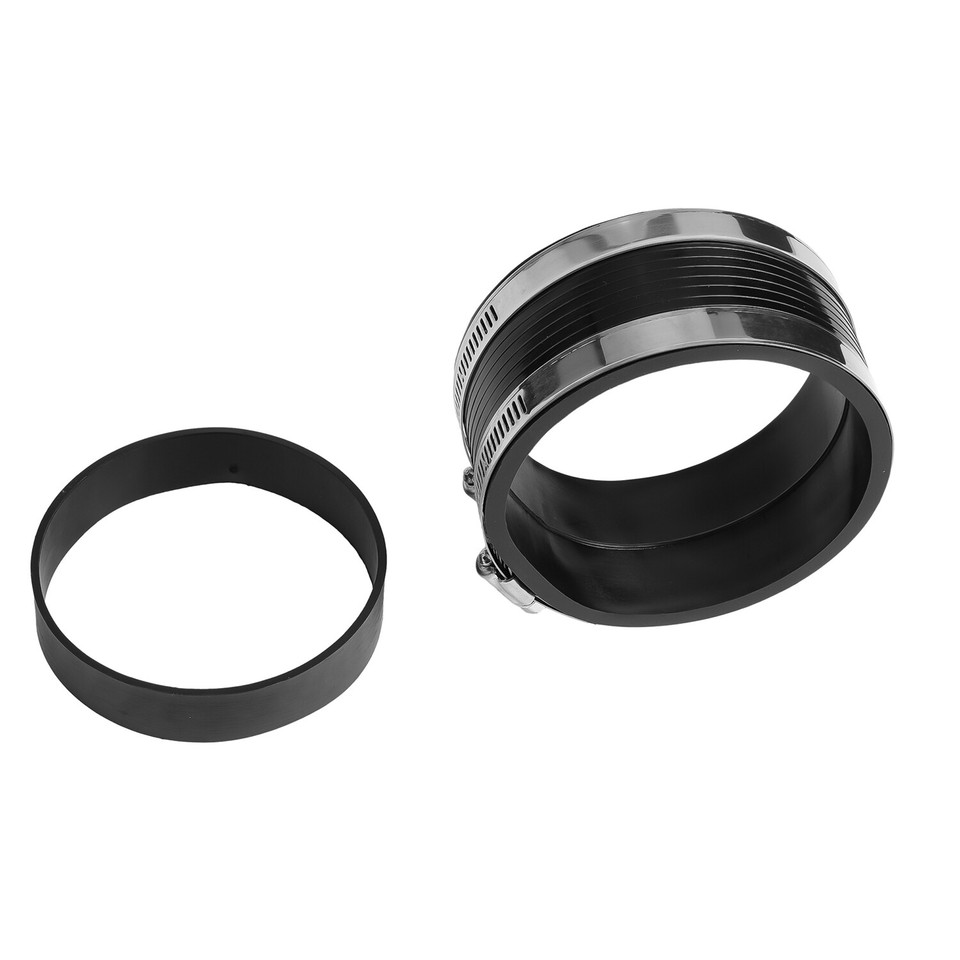 Air Intake Coupler with Clamps Black attach Pipe 4" O.D TO 4" or 4" to ...