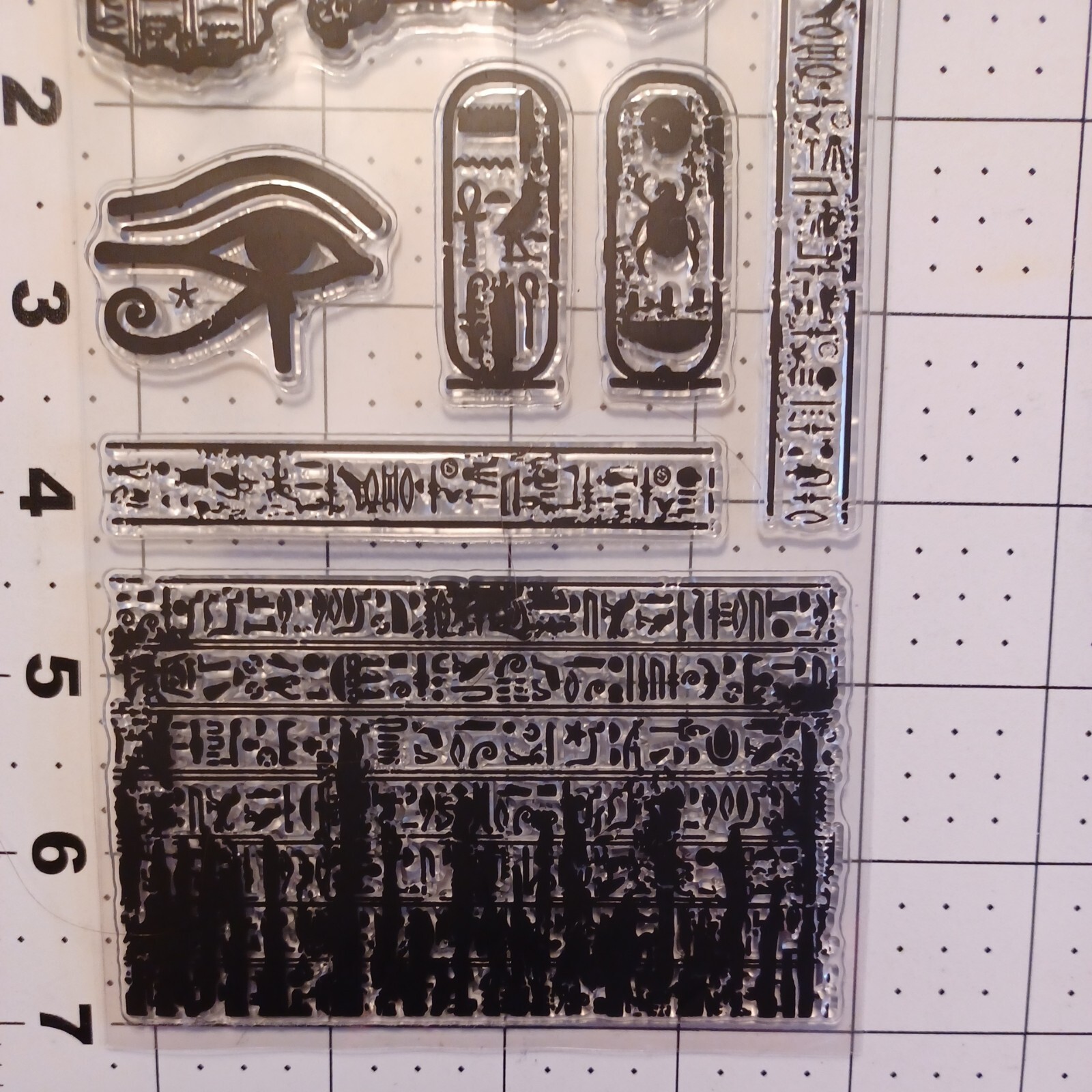 Acrylic STAMP set lot Egyptian Scarab Eye Horus hieroglyphics ankh bird ...