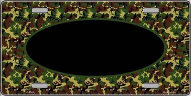 Green Camo Oval With Black Oval Center Metal Novelty License Plate Tag ...