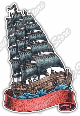 Sailing Ship Ocean Sea Marine Pirate Vessel Car Bumper Vinyl Sticker ...
