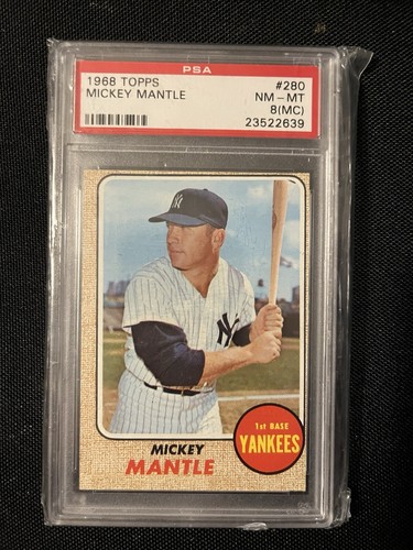 1968 Topps Baseball #280 Mickey Mantle HOF New York Yankees PSA 8 Great ...