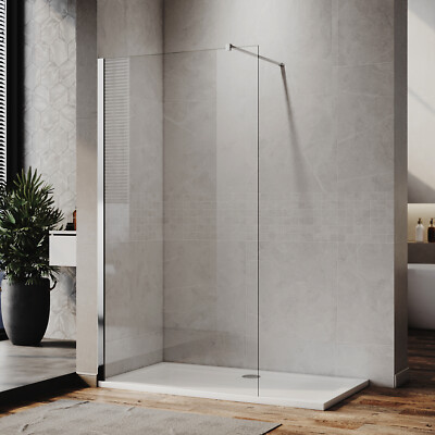 Walk In Shower Enclosure Screen And Tray Wet Room 8mm NANO Glass Panel ...