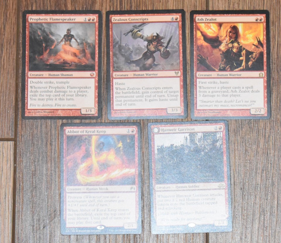 MTG 5 Red Rare Hanweir Garrison Abbot of Keral Keep Ash Zealot Zealous ...