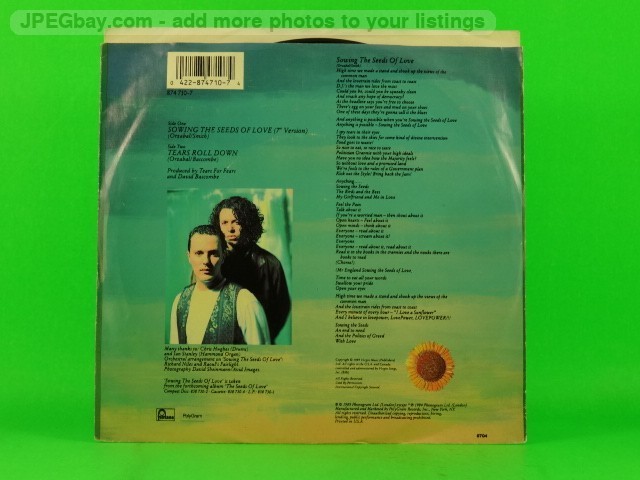TEARS FOR FEARS SOWING THE SEEDS OF LOVE (145) 2 Track 7" Single ...