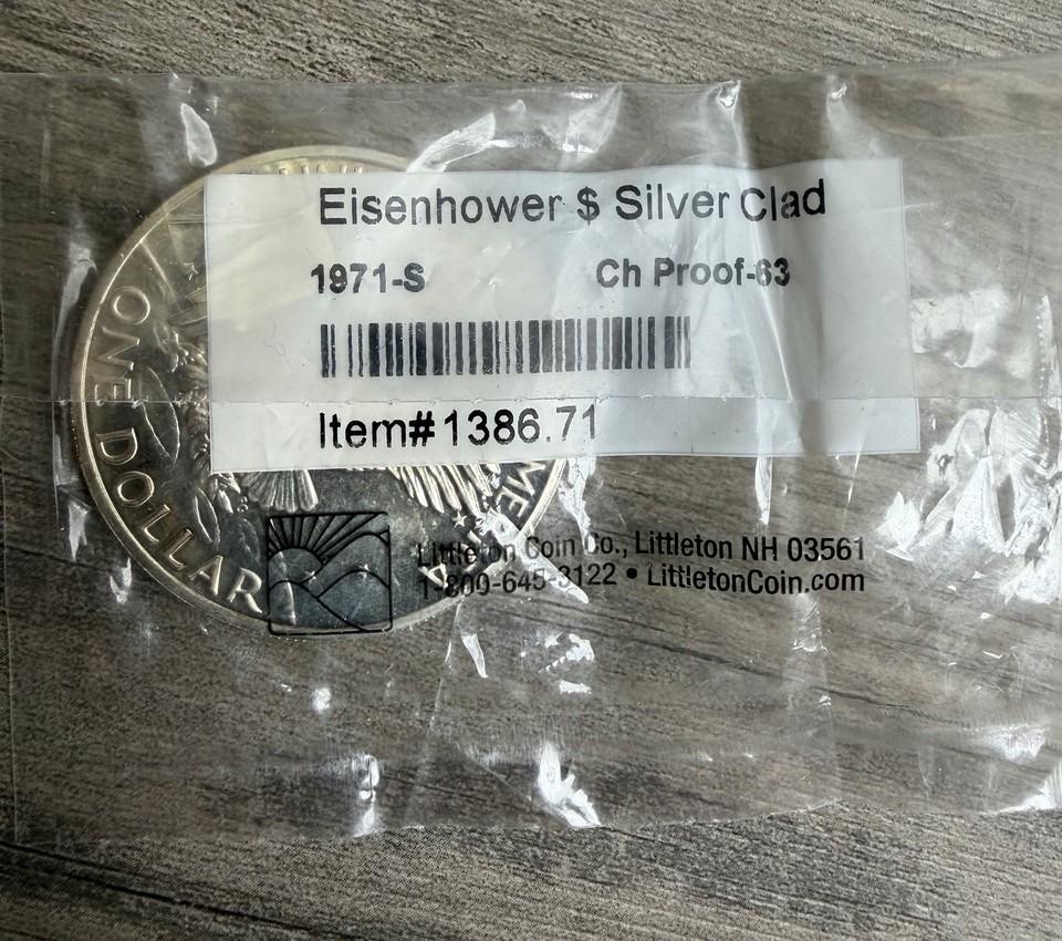 Eisenhower Dollar 1971-S Proof Silver Clad First Year of Mintage by U.S ...