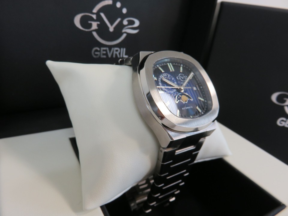 GV2 by Gevril Men's 18401B Potente Moon Phase Swiss Automatic Sellita ...
