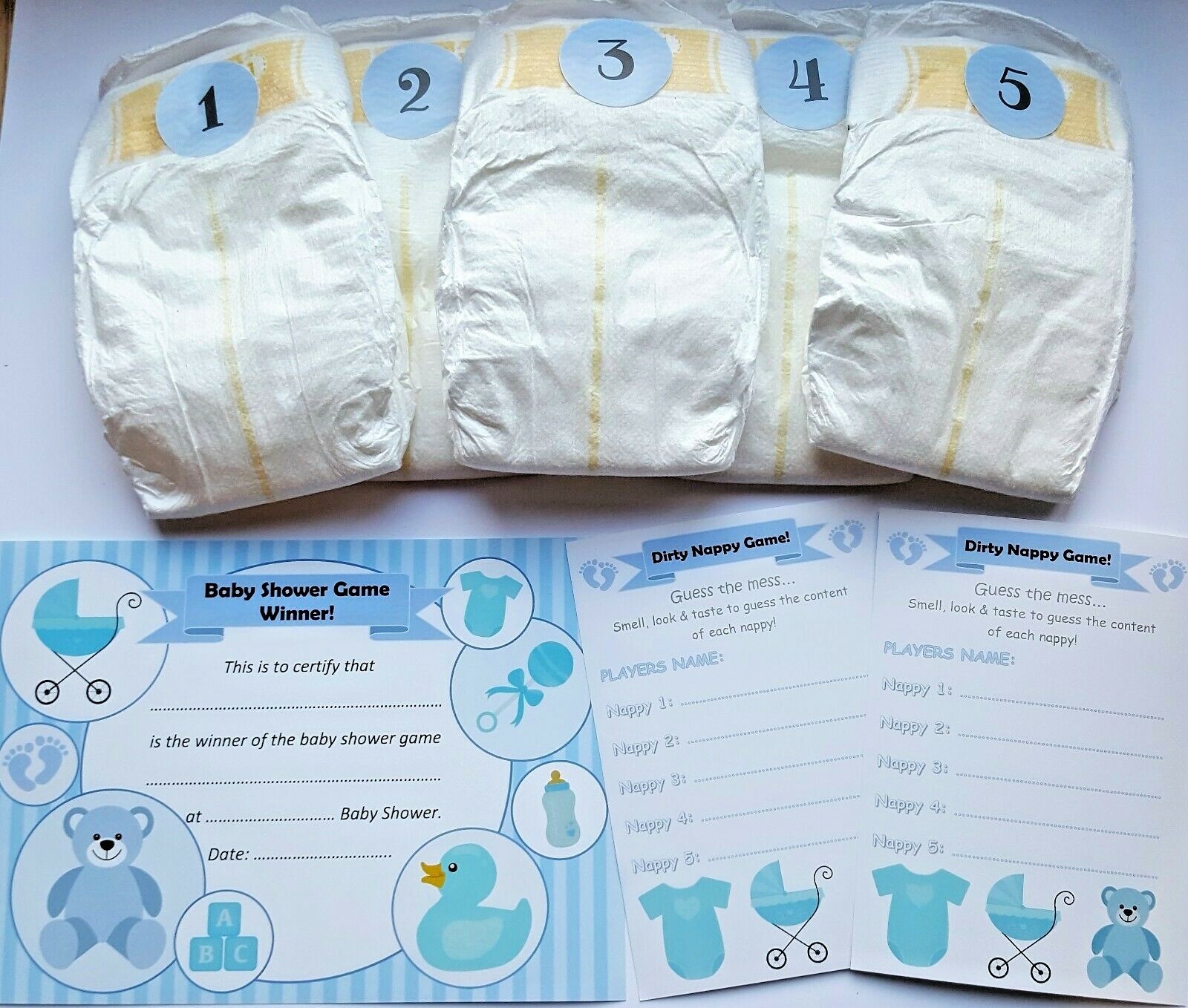 Dirty Nappy Game - Baby Shower Game, 12 Players Girl, Boy, Blue, Pink ...