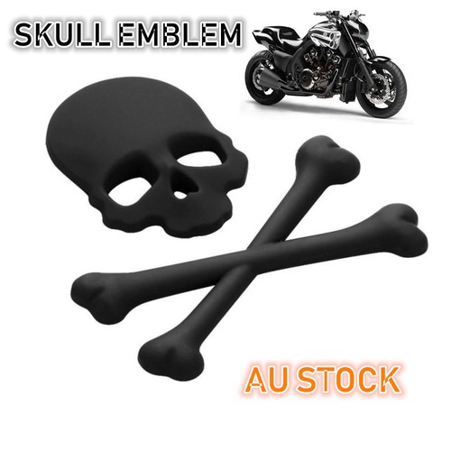 Skull Bone Devil 3D Motorcycle Car Emblem Badge Logo Decal Metal ...