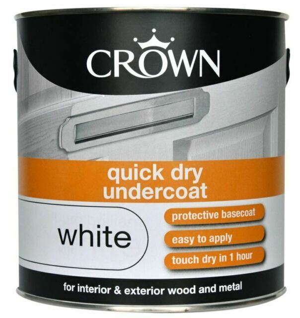 Crown Paint Quick Dry White Primer Undercoat Basecoat 750ml Interior ...