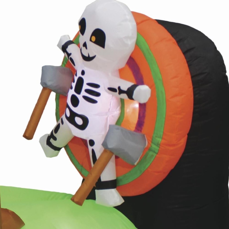 6' Animated Spooky Vampire Skeleton Axe Throwing Inflatable Halloween ...