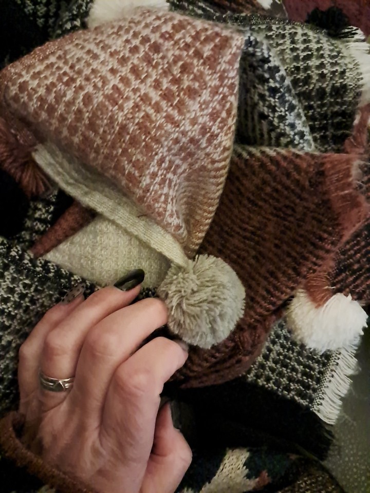 White Stuff.poncho With Pom Poms.really Nice Condition 👌 | eBay UK