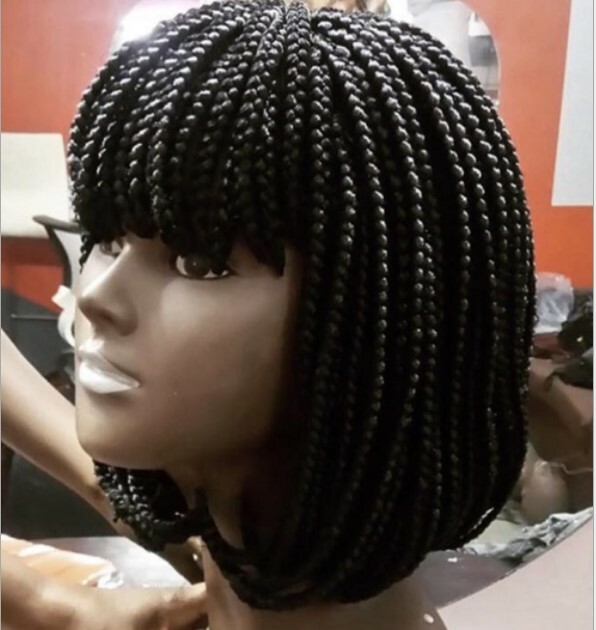 Black Short Bob With Bangs Synthetic Heat Resistant Hair Afro Box ...