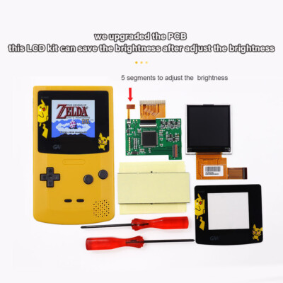 Game Boy GBC High Light Backlight Backlit LCD Screen Kit+Shell No Need ...