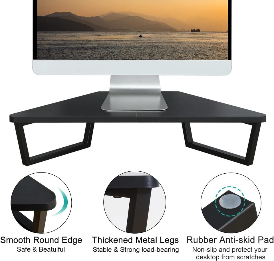 TEAMIX 26 inch Triangle Monitor Stand Riser, Desktop Corner Shelf with ...
