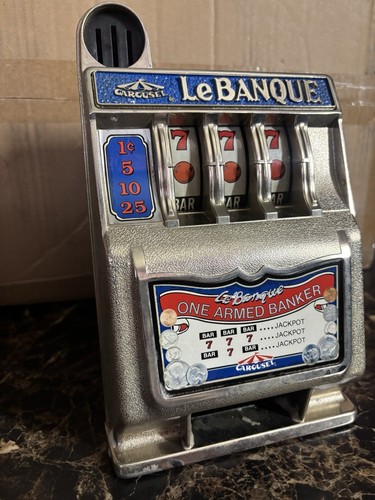 Carousel Le Banque One Armed Banker Vintage Toy Slot Machine Bank ...