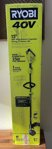 New Ryobi 40V 15 in. String Trimmer Kit w/4Ah Battery & Charger ...