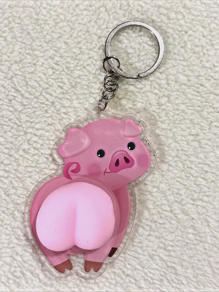 2 Pack Fidget Squishy Butt Keychains, 3-4", Pink Pig & Cool Dog, NWOT ...