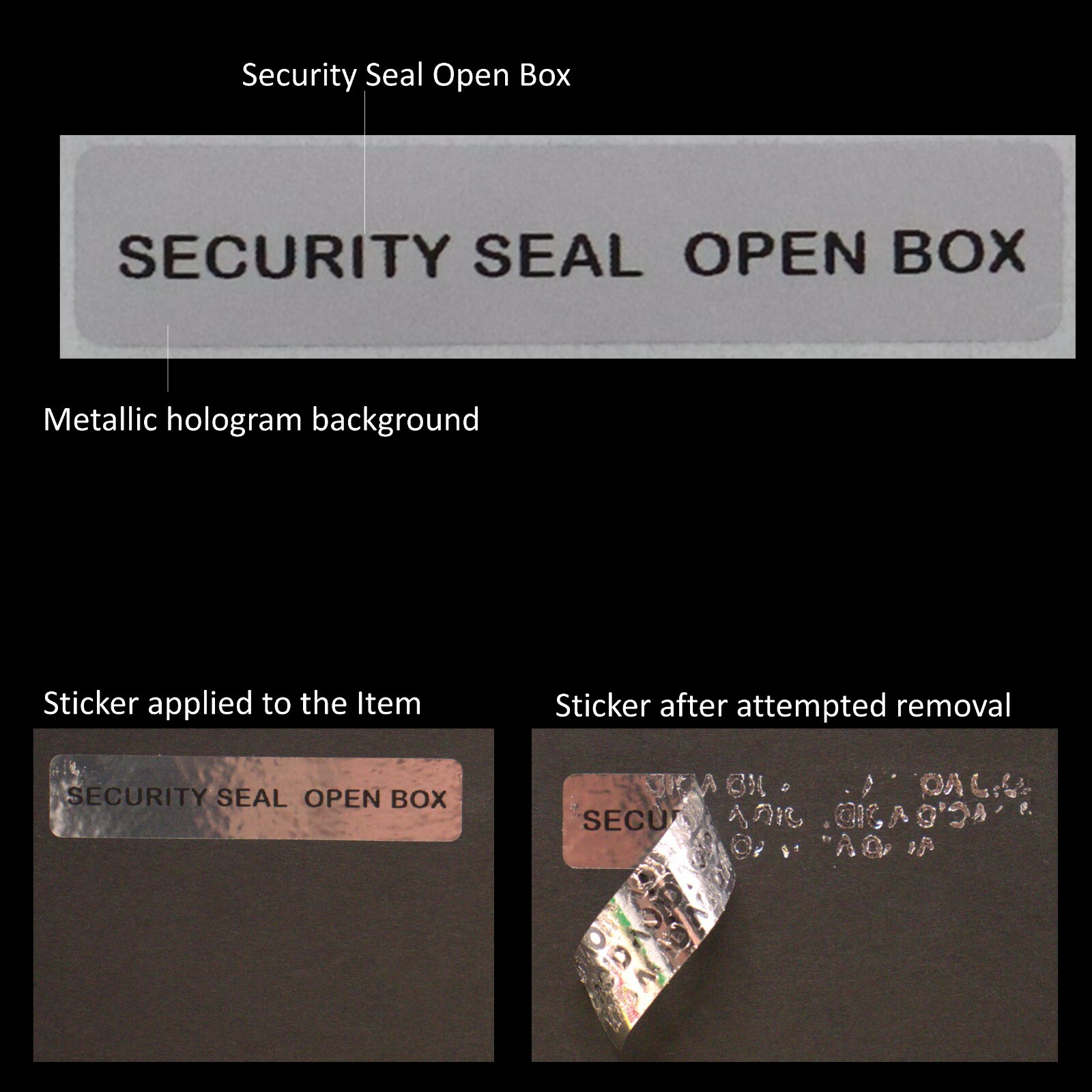 SECUIRTY SEAL OPEN BOX: Tamper Proof Security Sticker (Large) (AvR031 ...
