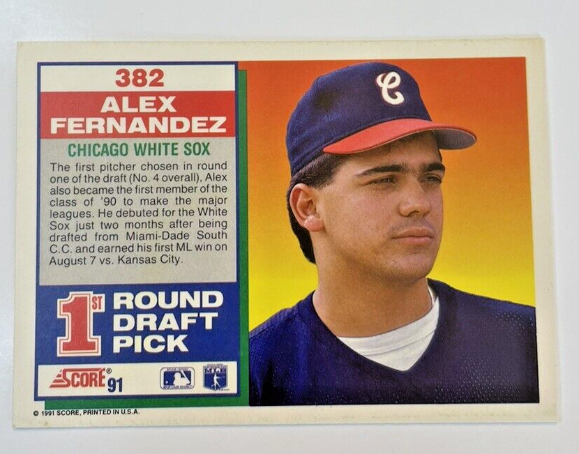 ALEX FERNANDEZ Autographed Signed SCORE #382 Baseball Card CHICAGO ...