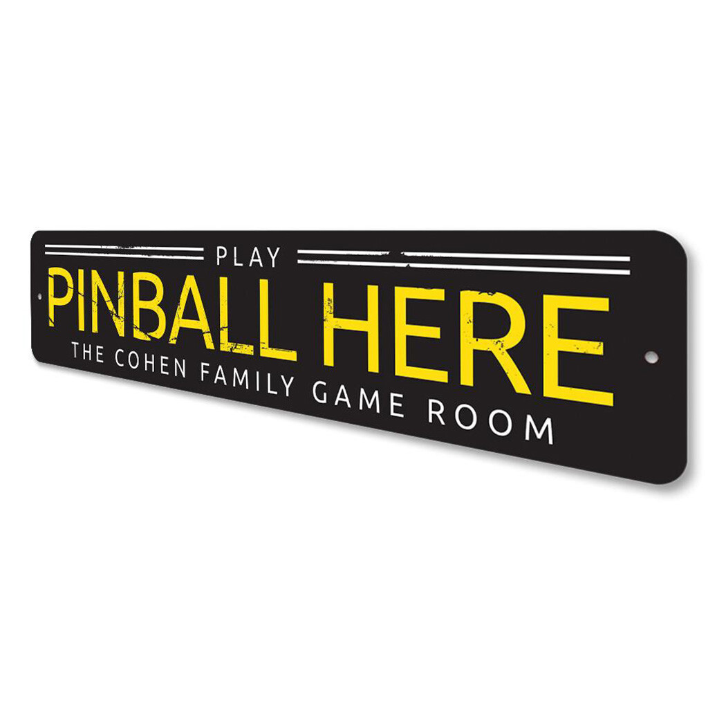 Personalized Play Pinball Here Family Name Game Room Metal Decor Sign ...