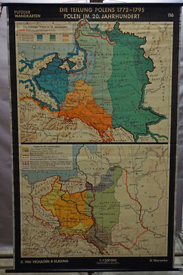 Vintage Pull Down Map of Poland in the 20th c. / division 1772-1795 | eBay