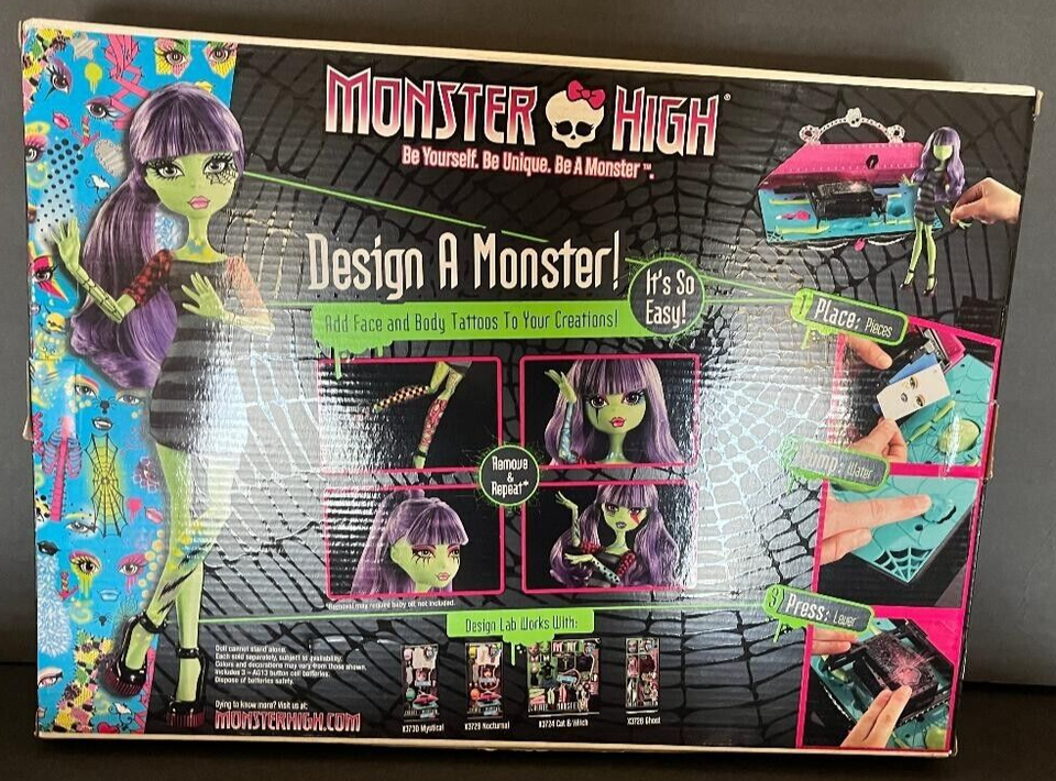NEW Monster High Create A Monster Design Lab Playset With Doll, Wig ...