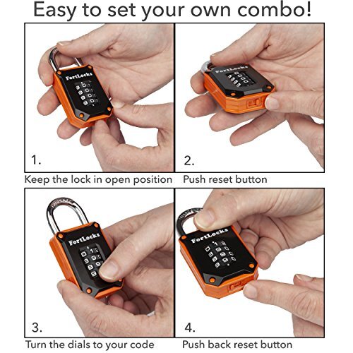 2 Pack - Heavy Duty Waterproof Resettable Combination Lock 4 Digit ...