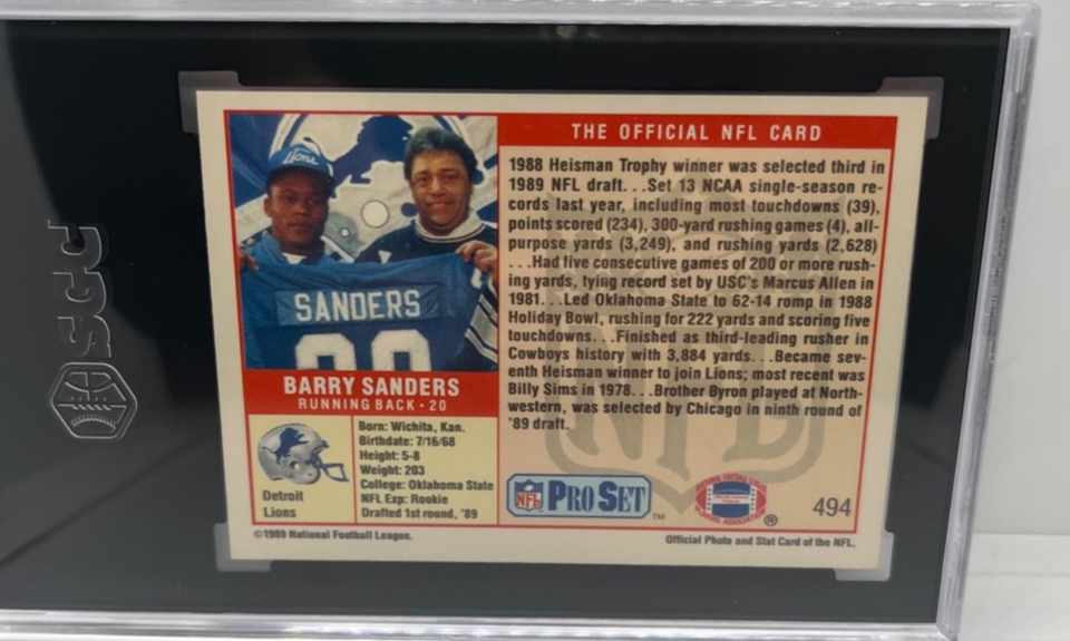 1989 Pro Set Barry Sanders RC Rookie SGC 9 Mint Detroit Lions NFL ...