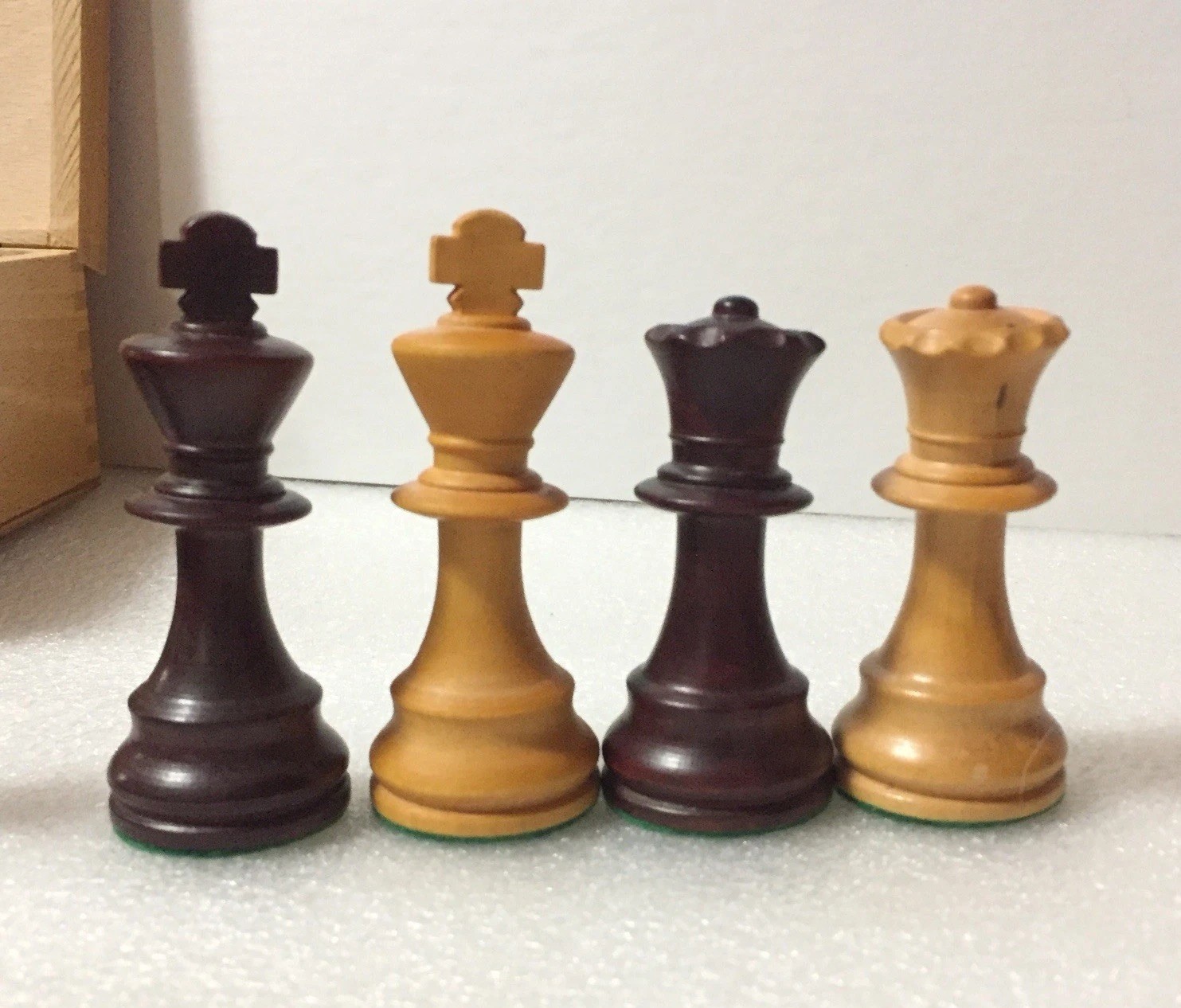 Rare Vintage French Chavet Wooden Chess set Pieces Boxed 3.25" King A3 ...