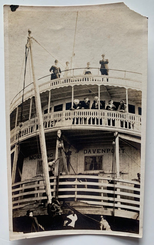Vintage 3x5 B&W Photo Davenport Iowa River Steamer Morning Star ship ...