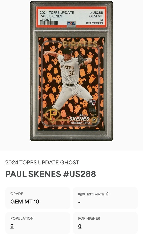 2024 Topps Update Halloween Ghost PAUL SKENES SSP RC ROOKIE #US100 PSA ...