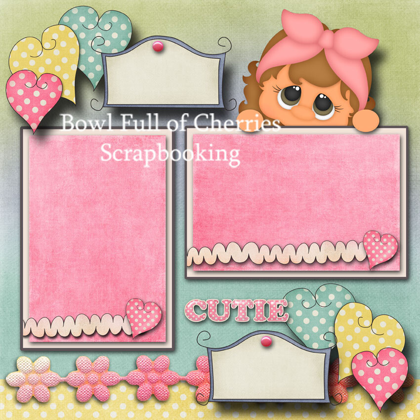 CUTE STUFF ~ girl 2 pre-made scrapbook pages paper printed layout ...