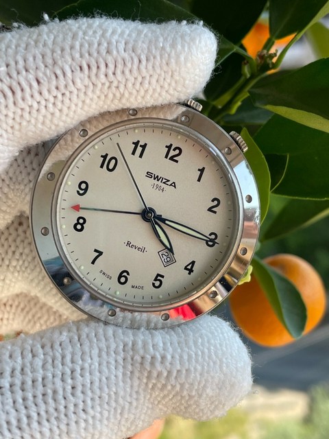 SWIZA 1904 REVEIL TRAVEL DESK WATCH 96.2489 ALARM QUARTZ SIZE 45.5mm ...