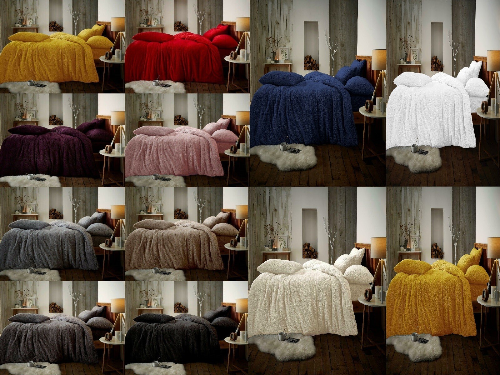 Teddy Bear Fleece SINGLE Duvet Cover Set Sherpa Thermal Warm Bedding ...