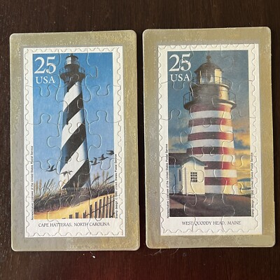 LOT OF TWO COMMEMORATIVE PUZZLE US LIGHTHOUSE POSTCARDS | eBay