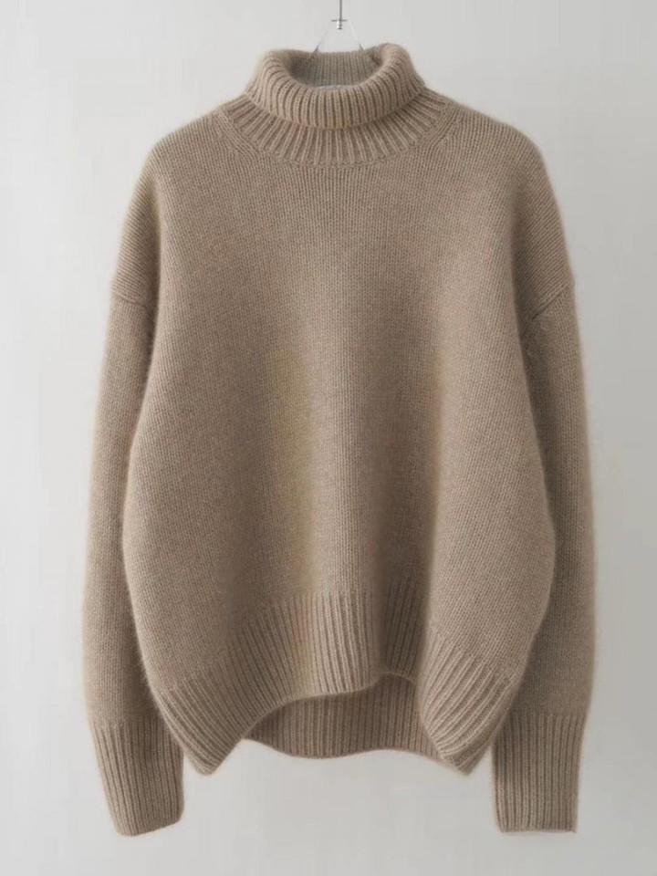 Autumn Thick Cashmere Knitted Sweater Women High Neck Knitted Warm ...