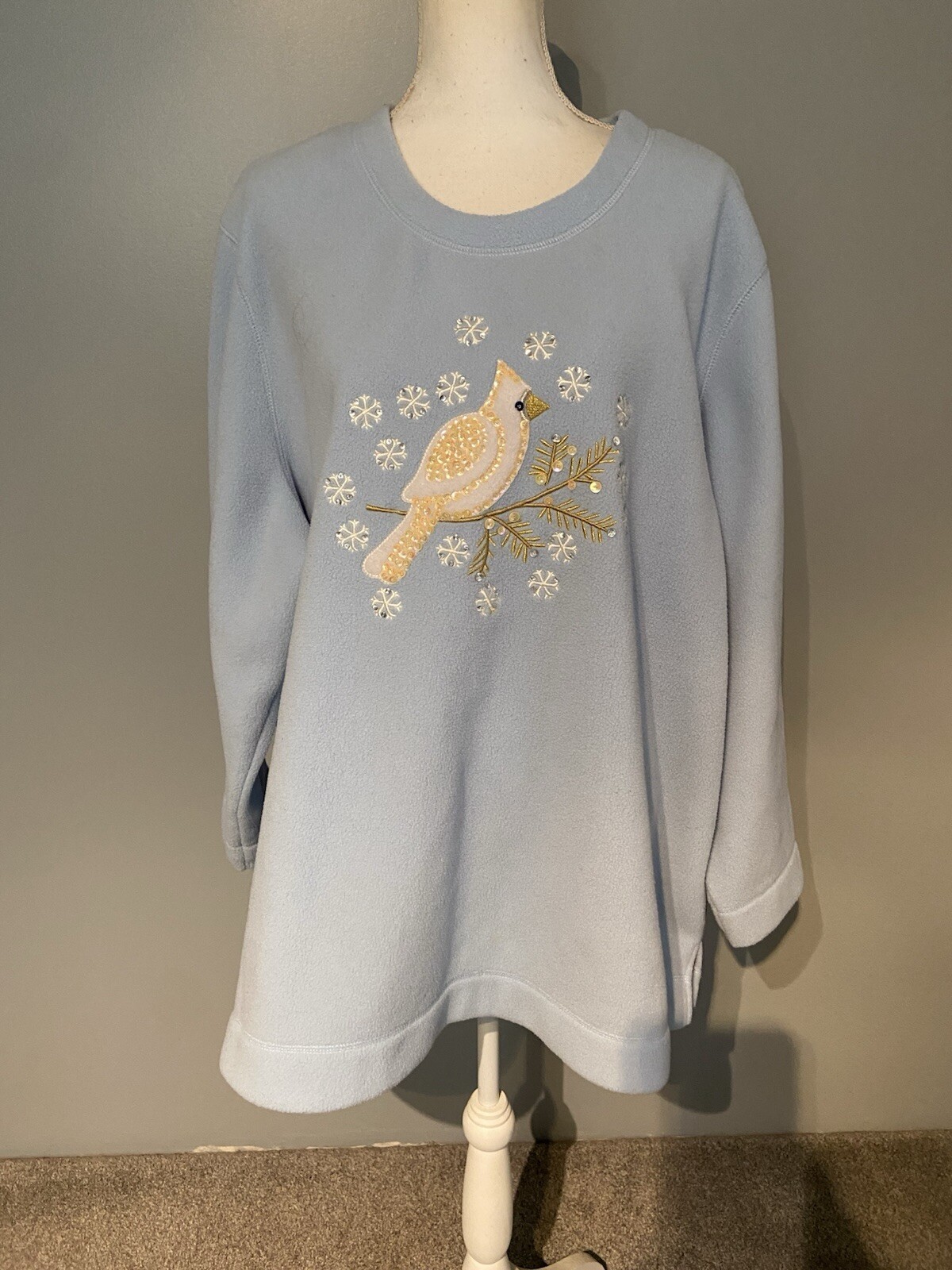 Quacker Factory 3x Winter Cardinal Fleece Sweatshirt | eBay