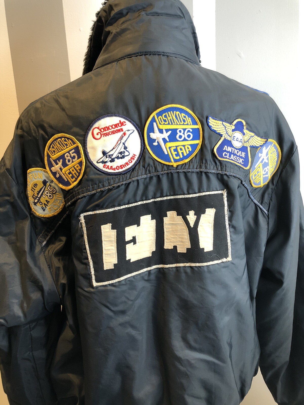 80’s Satin Bomber Jacket , Aviation Patches. Vintage … - Gem