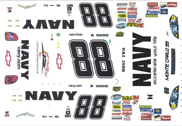 #88 Brad Keselowski Navy 1/24th Scale Peel N Stick Tear Proof Vinyl ...