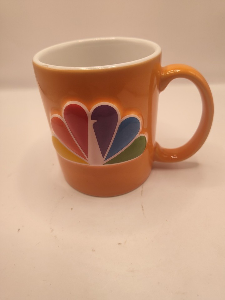 NBC New York Embossed Peacock Orange Mug Rare Mint Condition Free ...