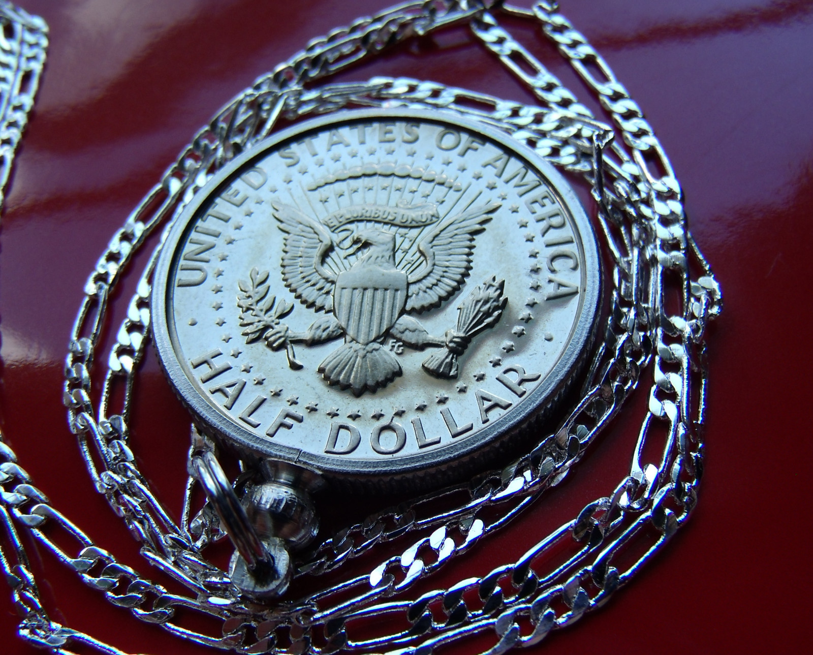 USA Proof John F Kennedy Half Dollar Pendant on a 30" 925 Sterling ...