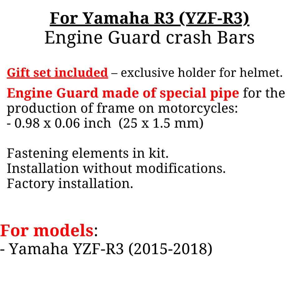 For Yamaha YZF R3 Crash bars Yamaha R3 Engine guard YZF-R3 (2015-2018 ...