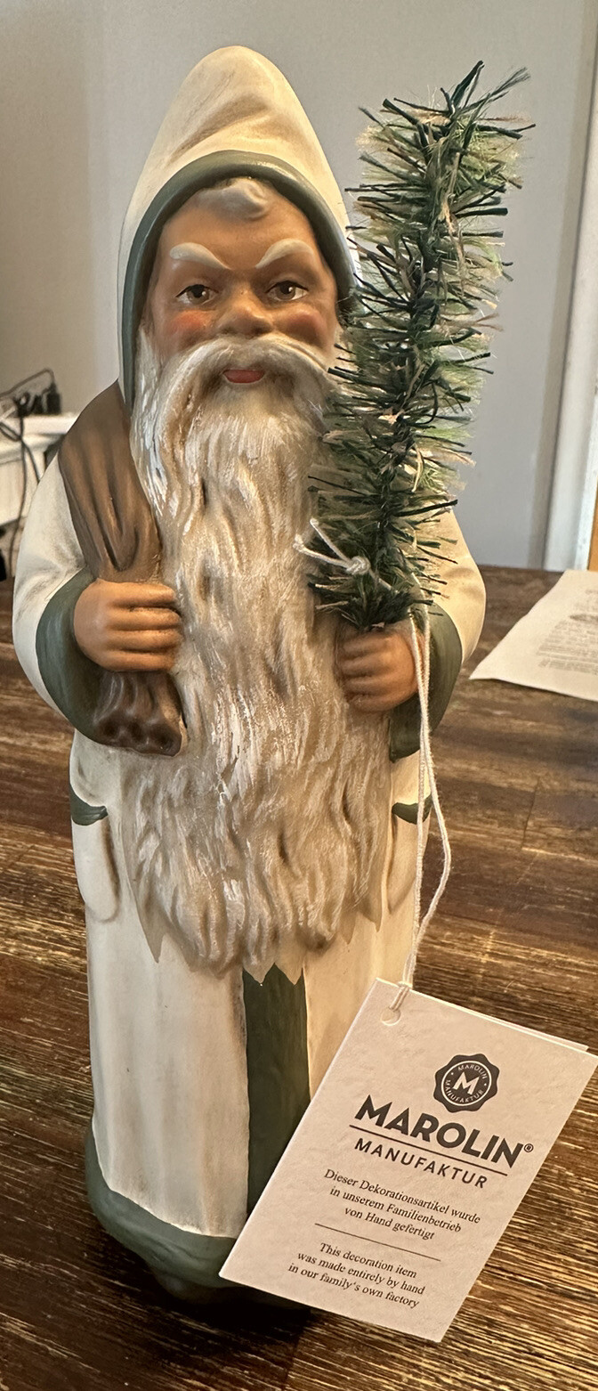 Marolin Limited Edition 10" Papermache Christmas Santa Claus Holds Tree ...