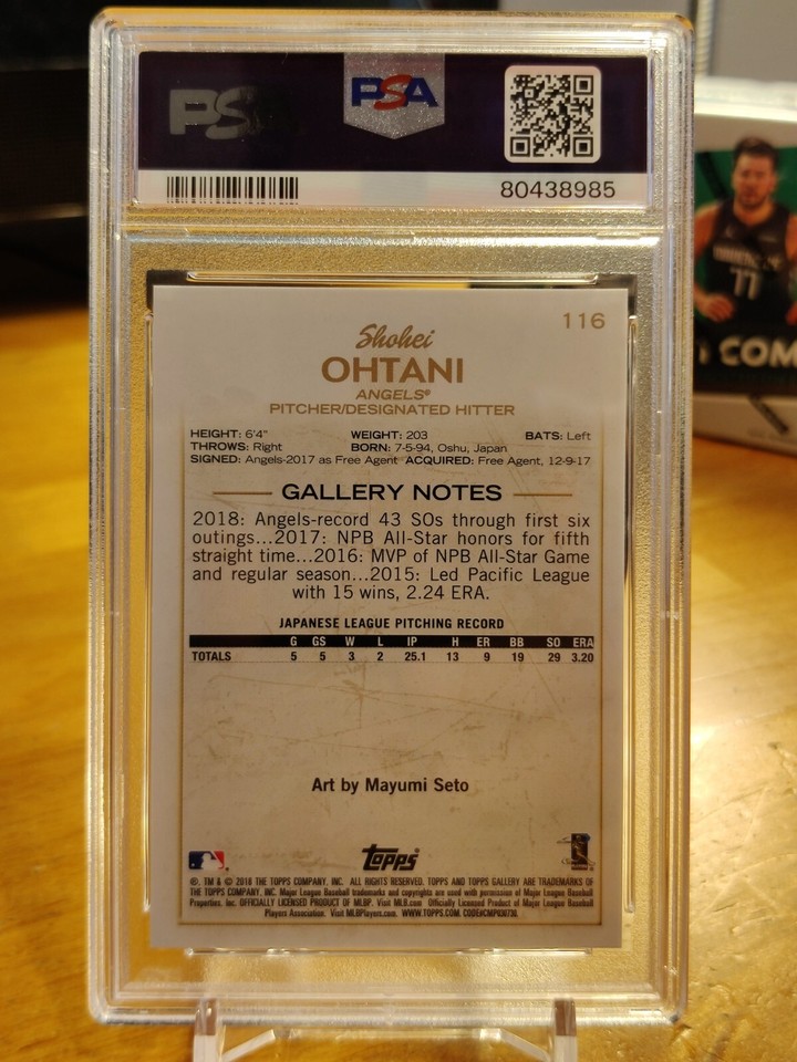 SHOHEI OHTANI 2018 TOPPS GALLERY ROOKIE RC #116 PSA 10 GEM MINT! LA ...
