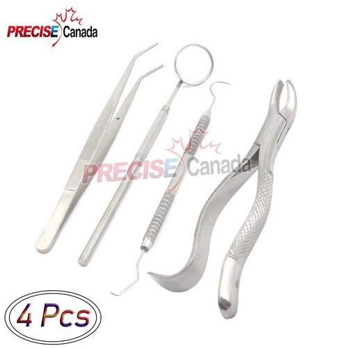 Set Of 4 Pcs Oral Dental Surgery Extraction Kit With Extracting Forceps ...