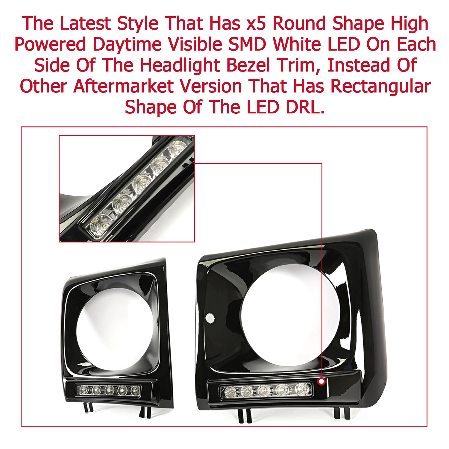 Black Headlight Bezel For 90-18 Mercedes Wagon G500 W463 G63 9040/040 w ...