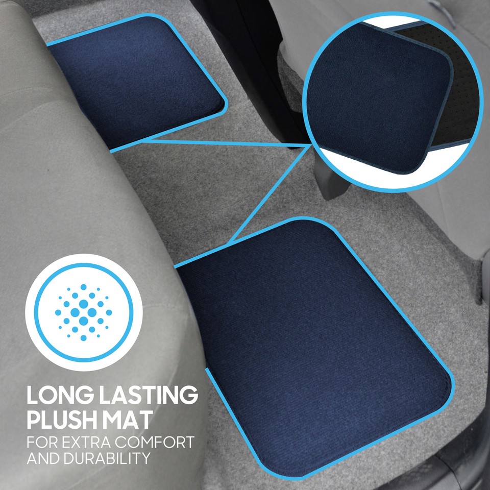 Car Carpet Floor Mats 4 Piece Vinyl Heel Pad Rug for Sedan & SUV Car ...